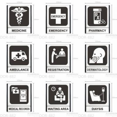 Aluminium Clinic Hospital Medical Center Faceplate Pictogram Door Sign ...