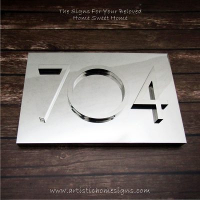 3D Stainless Steel Numbers With Rectangular Sign Plaque 704 – sign96