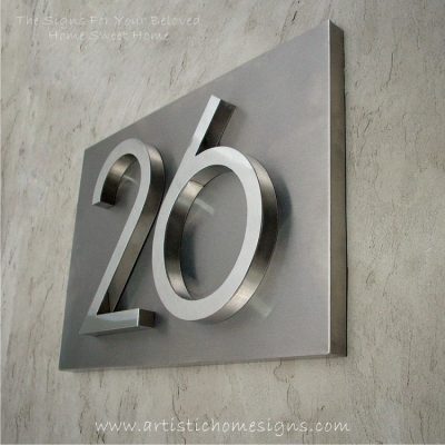 3D Stainless Steel Numbers With Rectangular Sign Plaque 26 – sign96