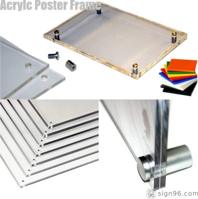 A3 Wall Mounted Crystal Clear Acrylic Poster Frame With Standoff For ...
