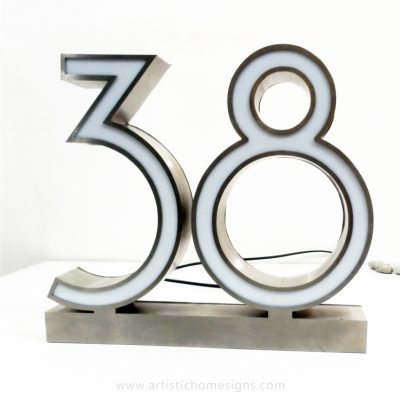 Illuminated LED Stainless Steel Bar 304 House Number Sign 38 – sign96