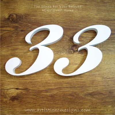 Snow White Weather Resistant Modern House Numbers – Cursive Font 33 ...